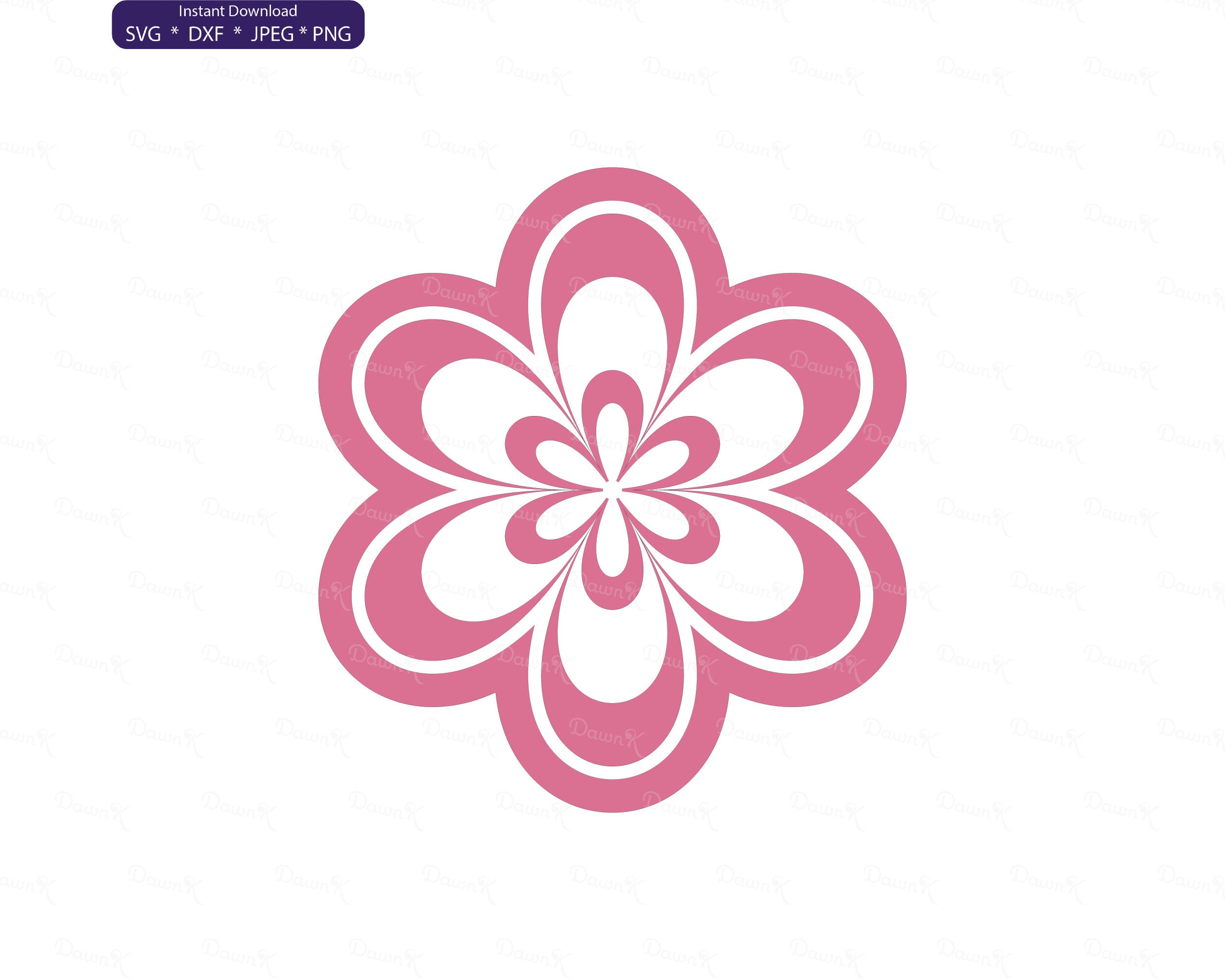 Pink Flower Svg Colored Flower Svg Flower Svg Layered - Etsy