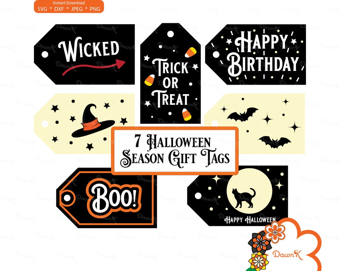 Halloween Gift Tags, Printable Halloween Tags, Halloween Favor Tags ...