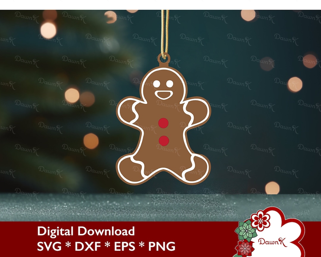 3D Gingerbread Man Ornament SVG Christmas Cut File Layered - Etsy