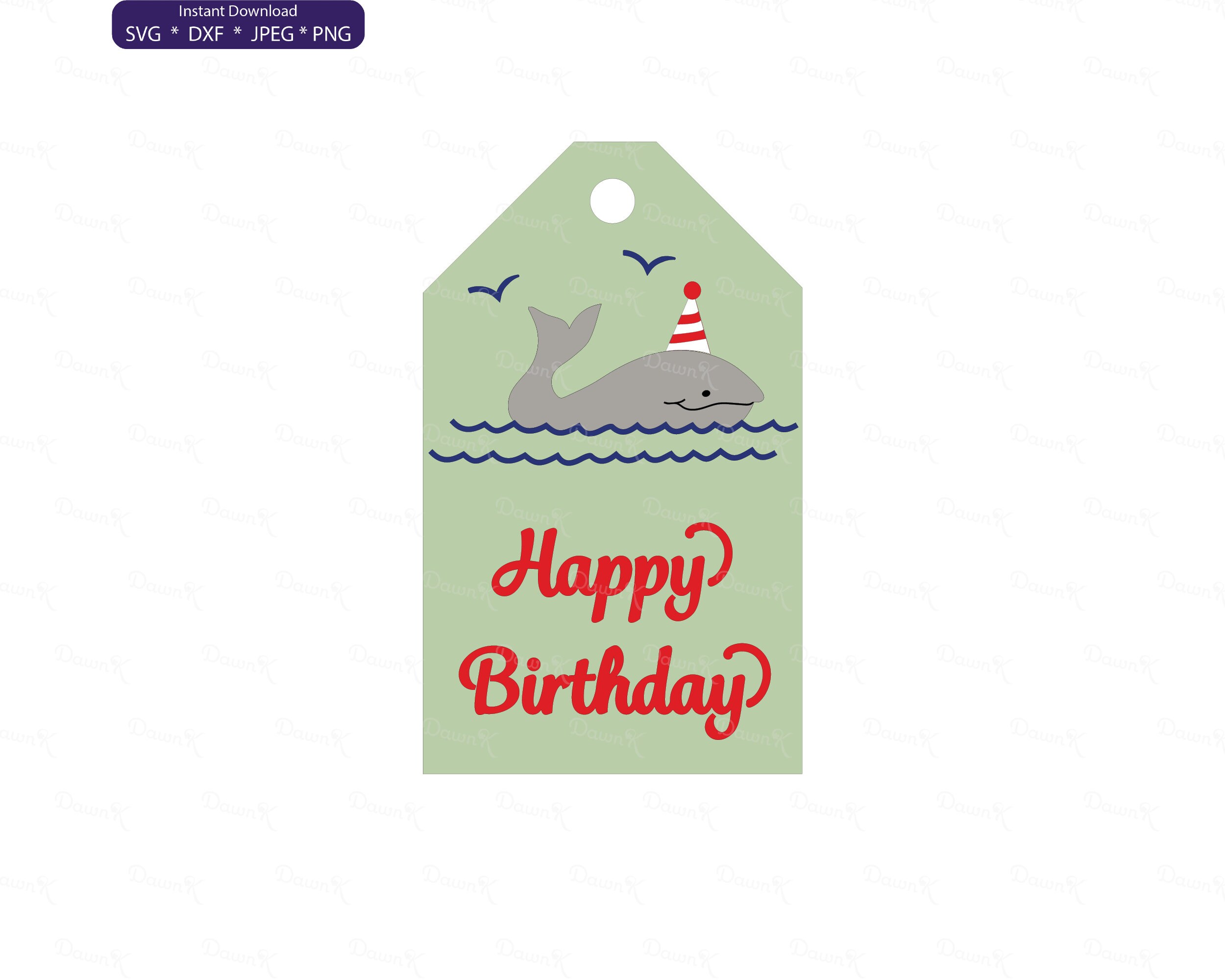 Happy Birthday Svg, Whale Svg, Whale Birthday Svg, Gift Tag Svg, Ocean ...