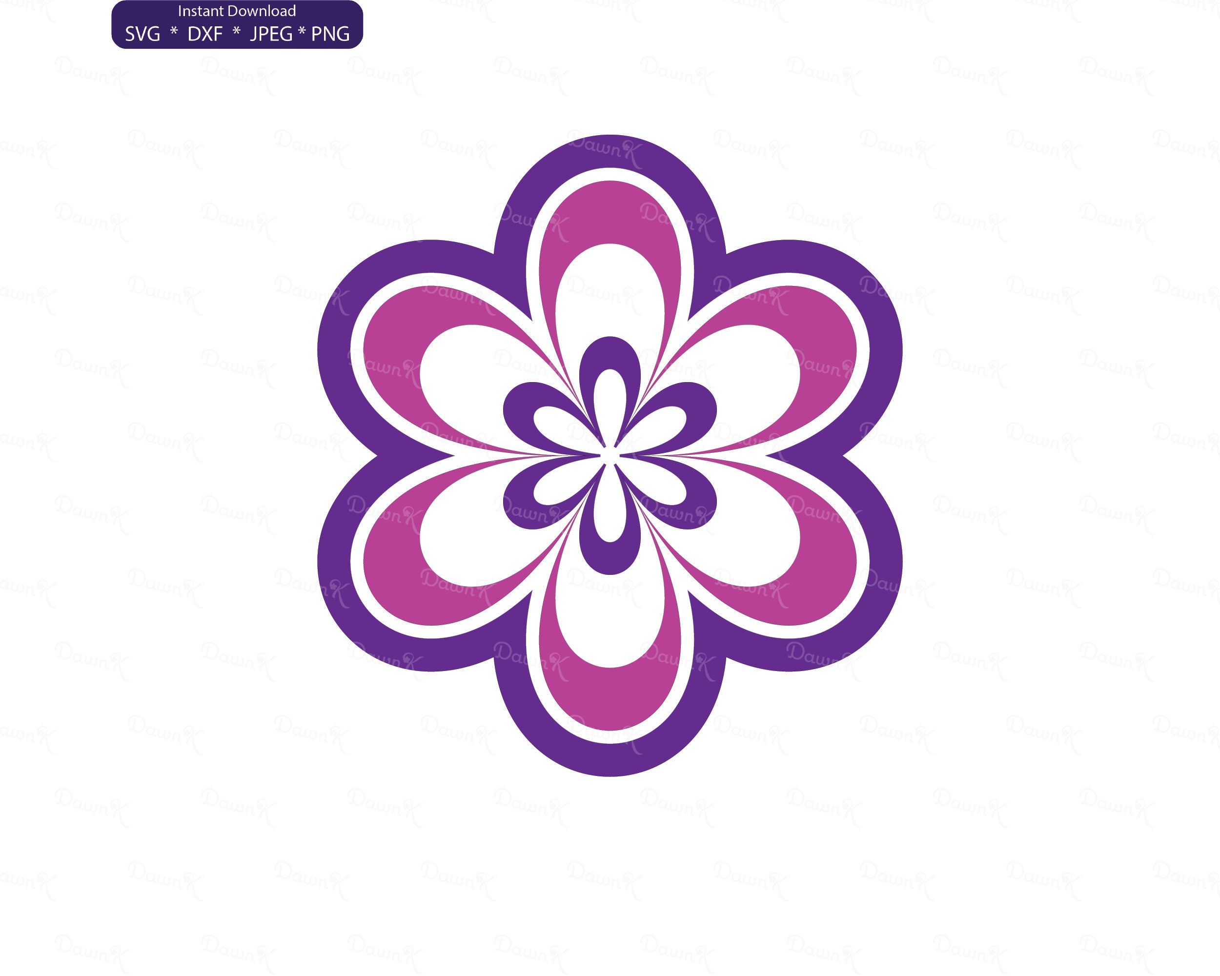 Flower Svg, Colored Flower Svg, Layered Flower Svg, Purple Flower Svg ...