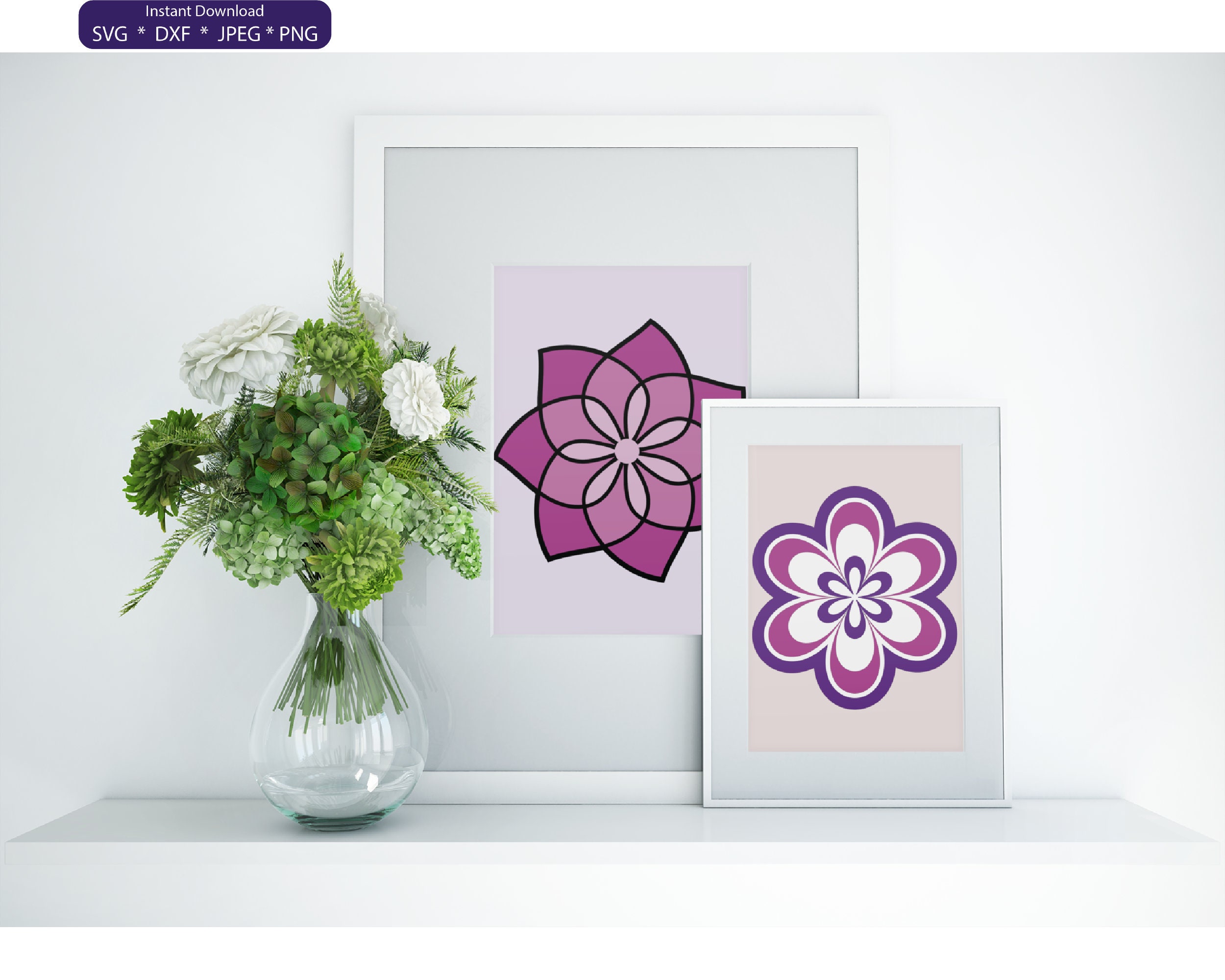 Flower Svg, Colored Flower Svg, Layered Flower Svg, Purple Flower Svg ...