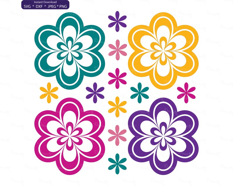 Colored Flower Svg Bundle Flower Bundle Svg Layered Flower - Etsy