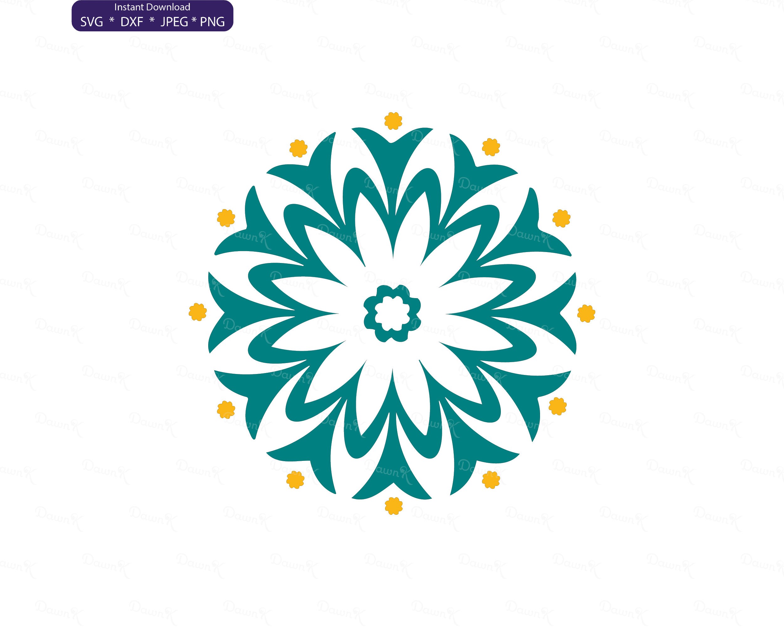 Teal Flower Svg, Teal Flower Png, Teal Flower Clip Art, Mandala Flower ...