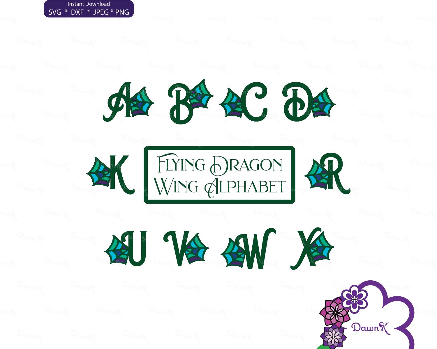 Flying Dragon Wing Alphabet - Perfect for Scrapbooking and Printables ...