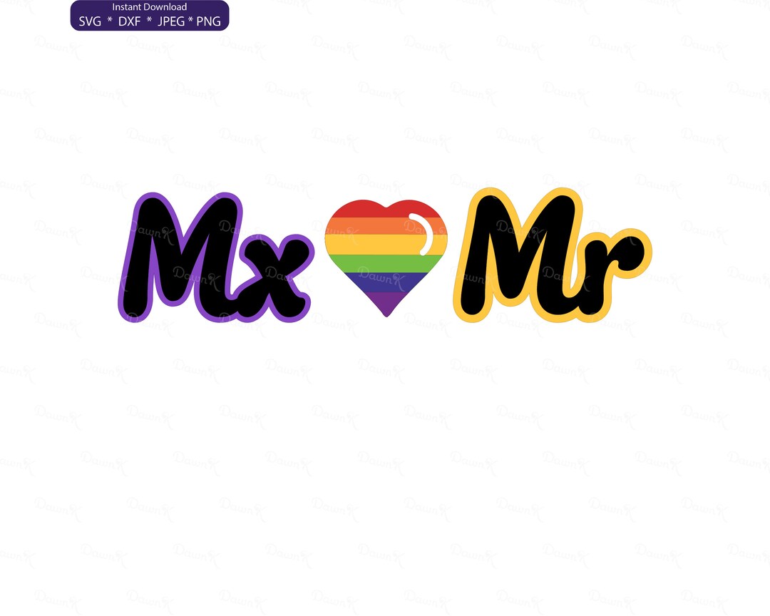 Mx and Mr Svg, Clip Art Mx and Mr, Lgbtq Wedding, Love Svg, Non Binary ...