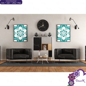 Teal Flower Svg, Teal Flower Png, Colored Flower Svg, Layered Flower ...