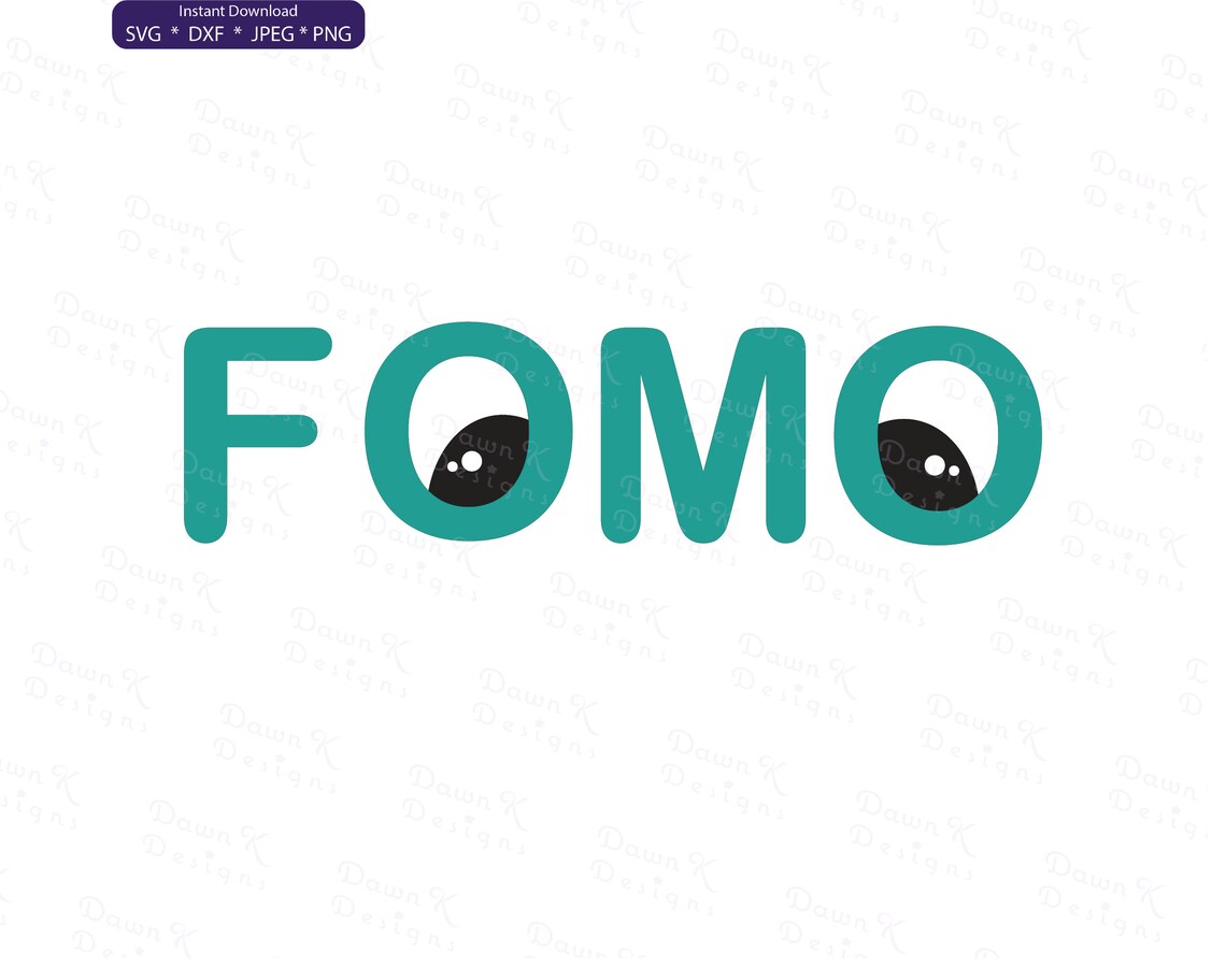FOMO, Fomo Svg, Fear of Missing Out, Silly, Fun, Manga Eyes, Teal, SVG ...