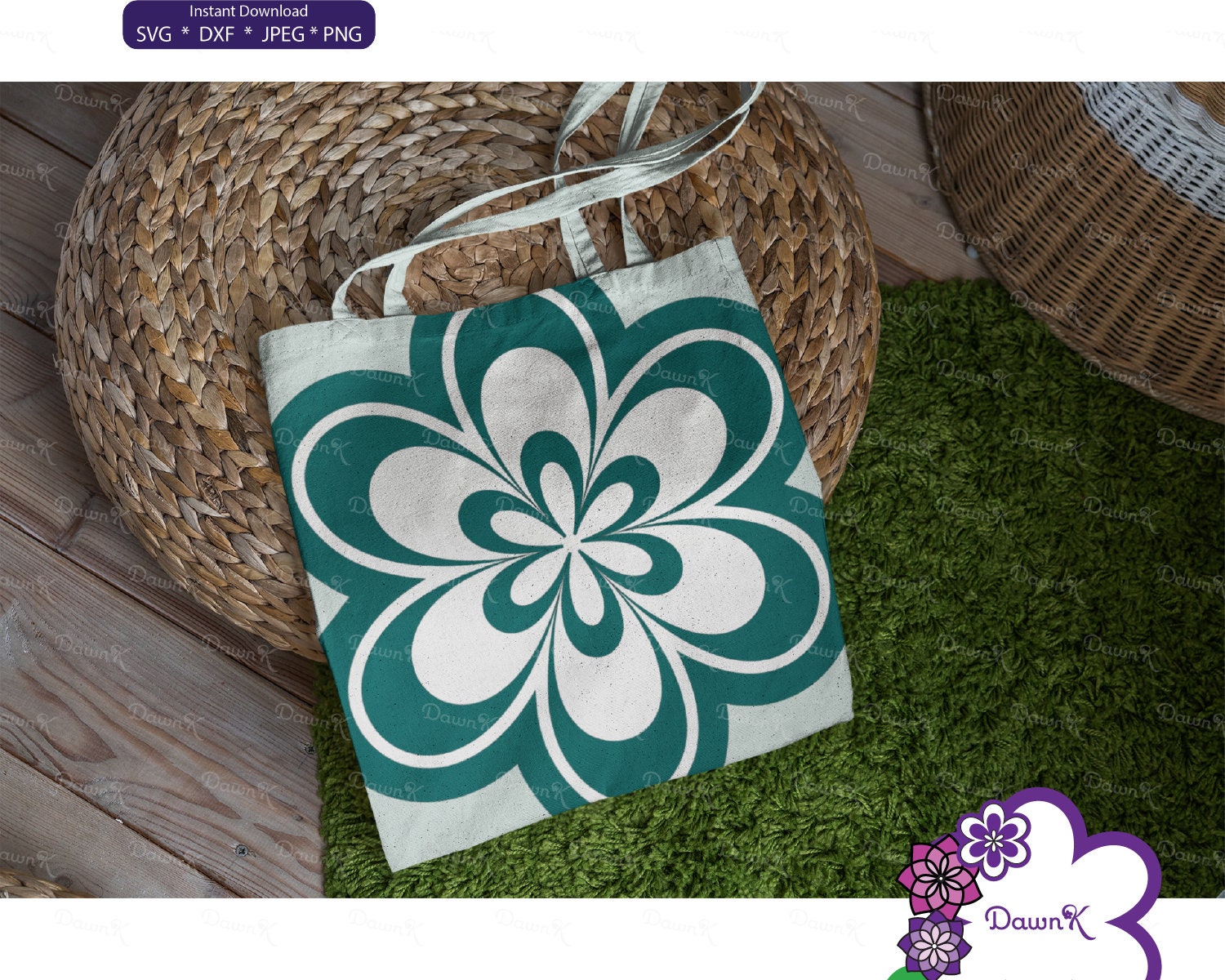 Teal Flower Svg, Teal Flower Png, Colored Flower Svg, Layered Flower ...