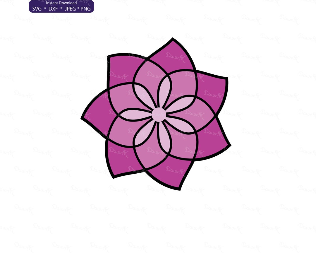 Stained Glass Flower Svg, Colored Flower Svg, Dahlia Svg, Flower Svg ...