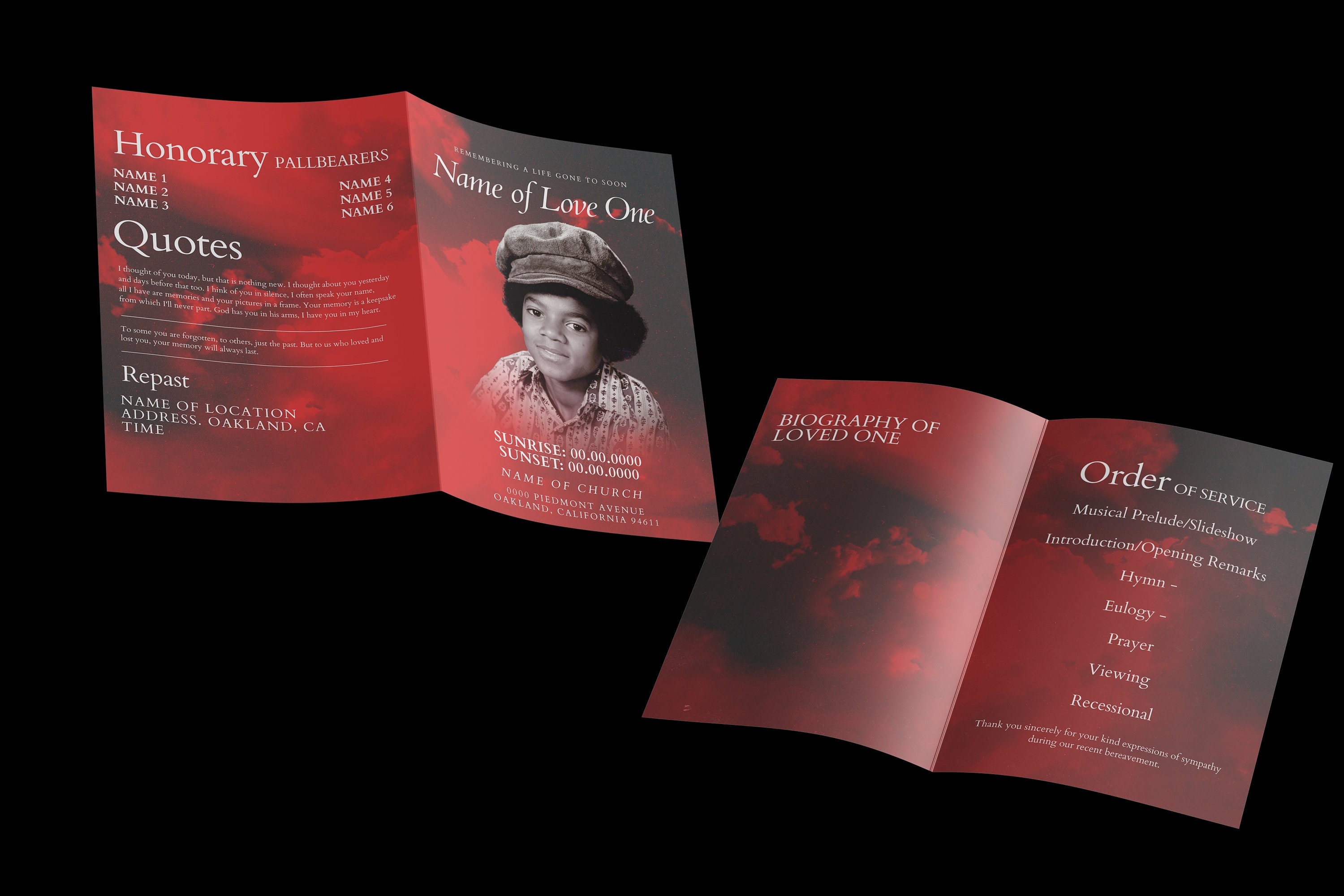 4 Page Funeral Program Template - Etsy