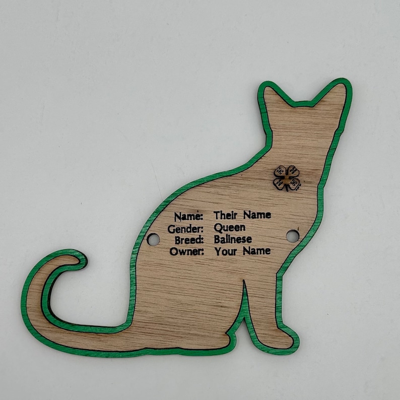 5" Cat Cage Tag Pen Stall Name Plate Label for Livestock Shows Queen ...