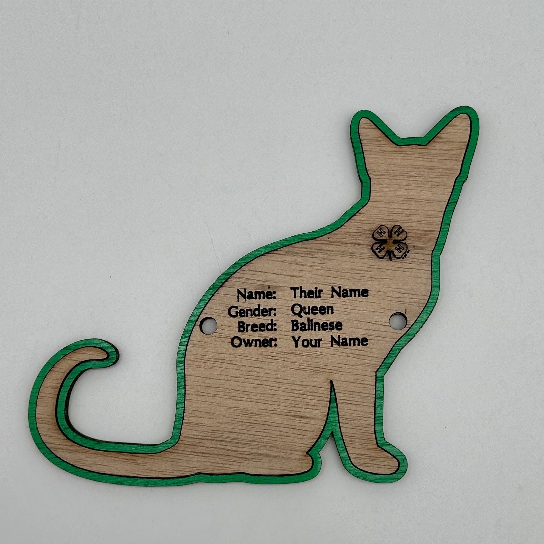 5" Cat Cage Tag Pen Stall Name Plate Label for Livestock Shows Queen ...