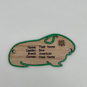 5" Cavy Cage Tag Pen Stall Name Plate Label for Livestock Shows Guinea ...