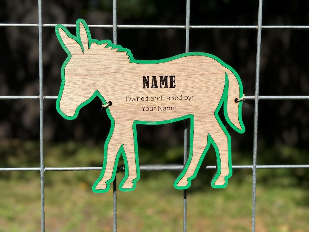 Customizable Donkey Stall Tag or Name Plate Label for Fairs and ...