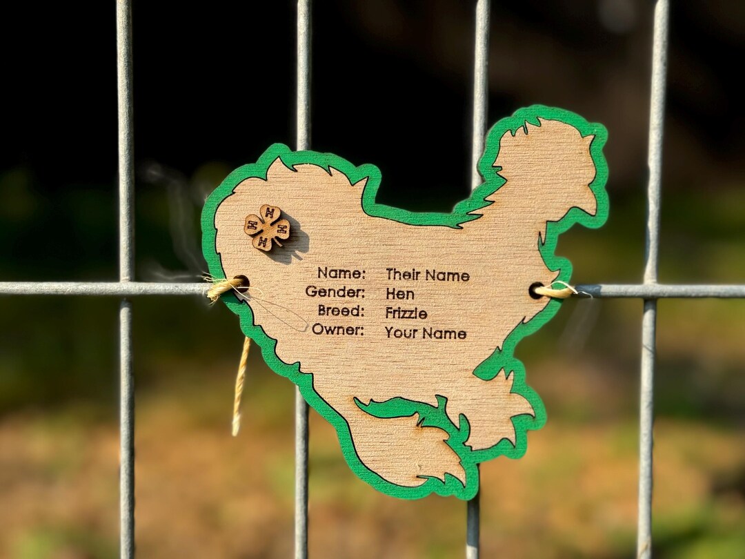 5" Frizzle Silkie Chicken Cage Tag Pen Stall Name Plate Label for ...