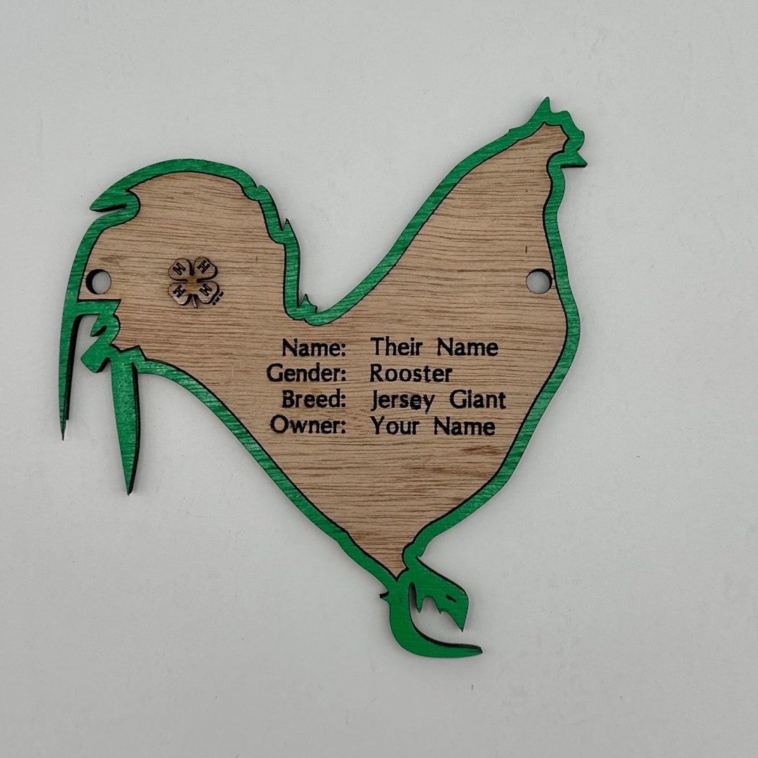 5" Rooster Cage Tag Pen Stall Name Plate Label for Livestock Shows ...