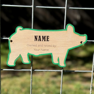 Customizable Pig Hog Stall Tag or Name Plate Label for Fairs and ...
