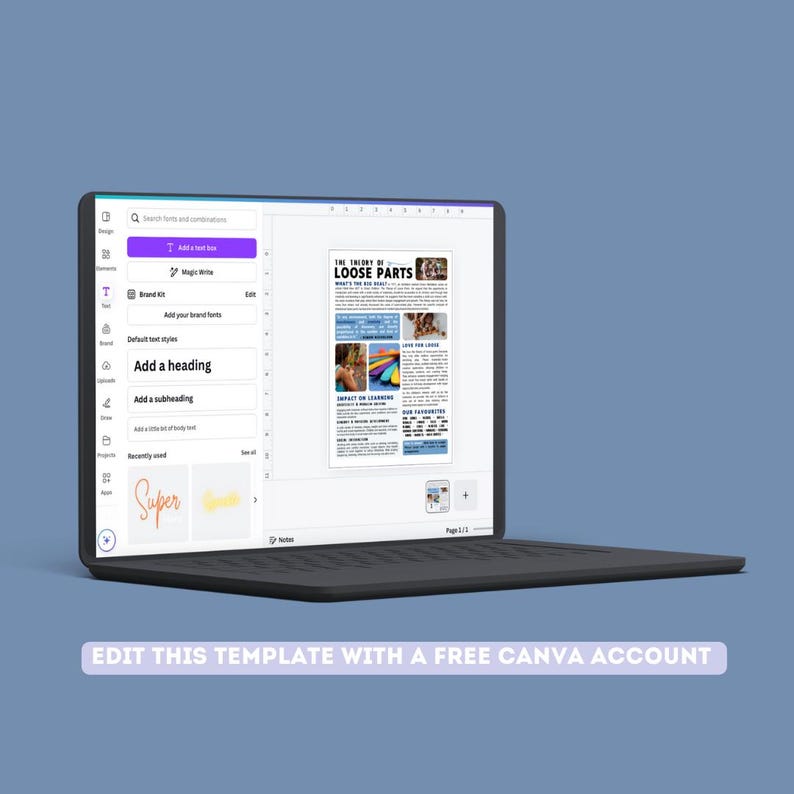 LOOSE PARTS HANDOUT | Canva Template - Informational Early Learning ...