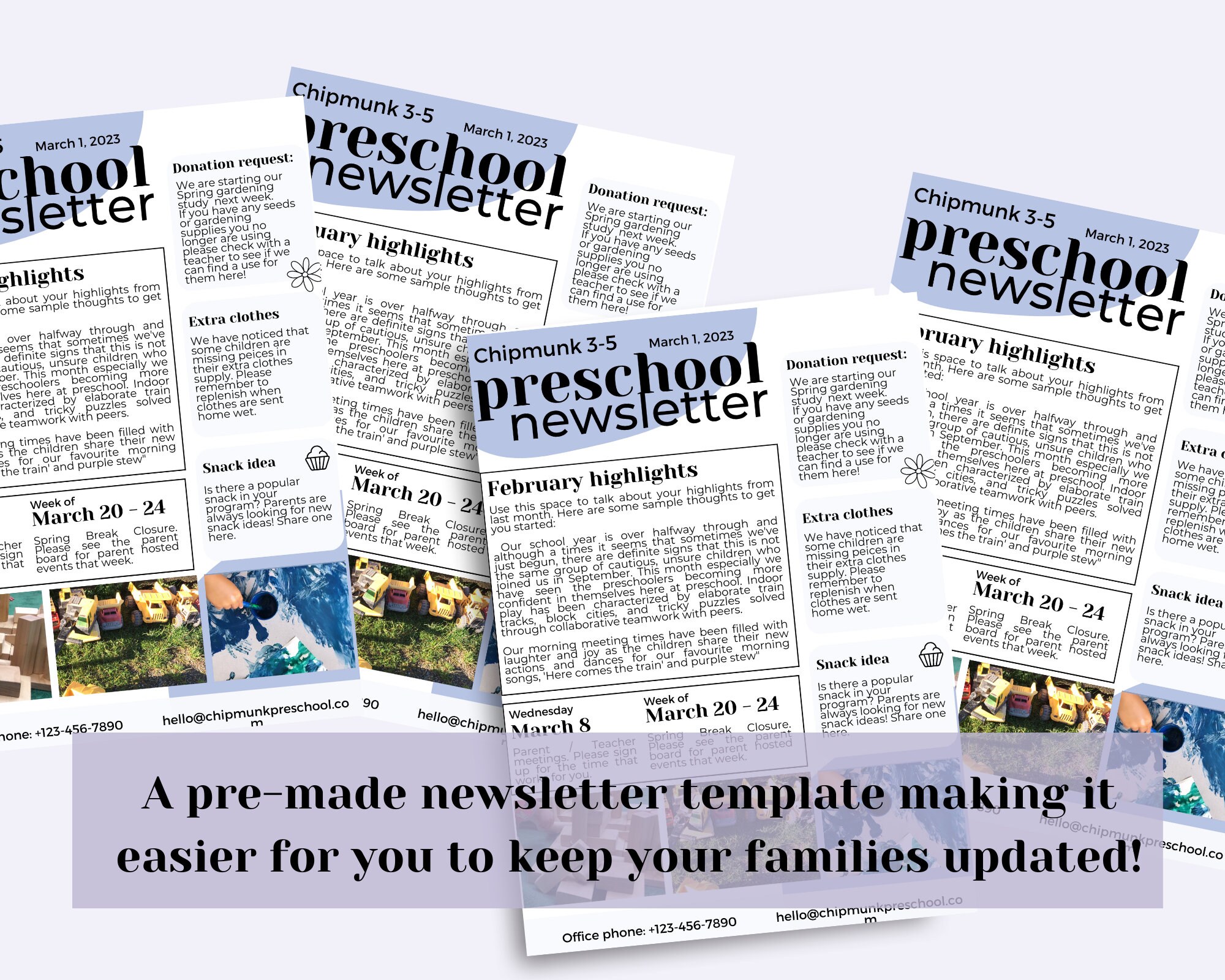 1 Page Preschool & Daycare Classroom Newsletter Template | Editable on ...