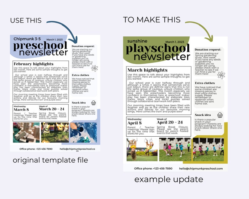 1 Page Preschool & Daycare Classroom Newsletter Template | Editable on ...