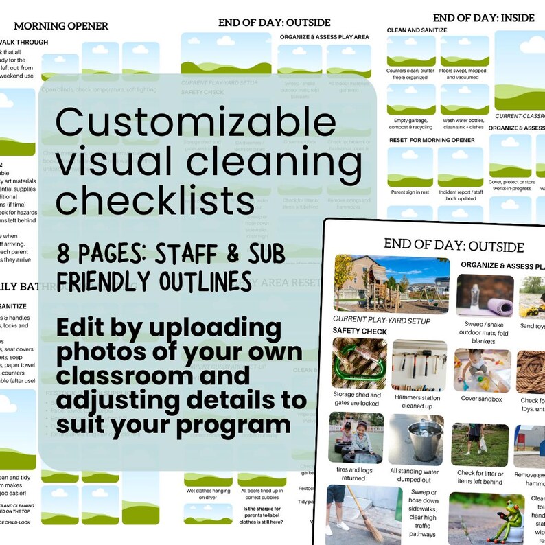 Editable Visual Cleaning Checklists for Classrooms - 8 Page Canva ...