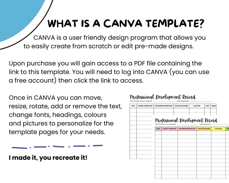 ECE Professional Development Record CANVA Template, Early Childhood ...