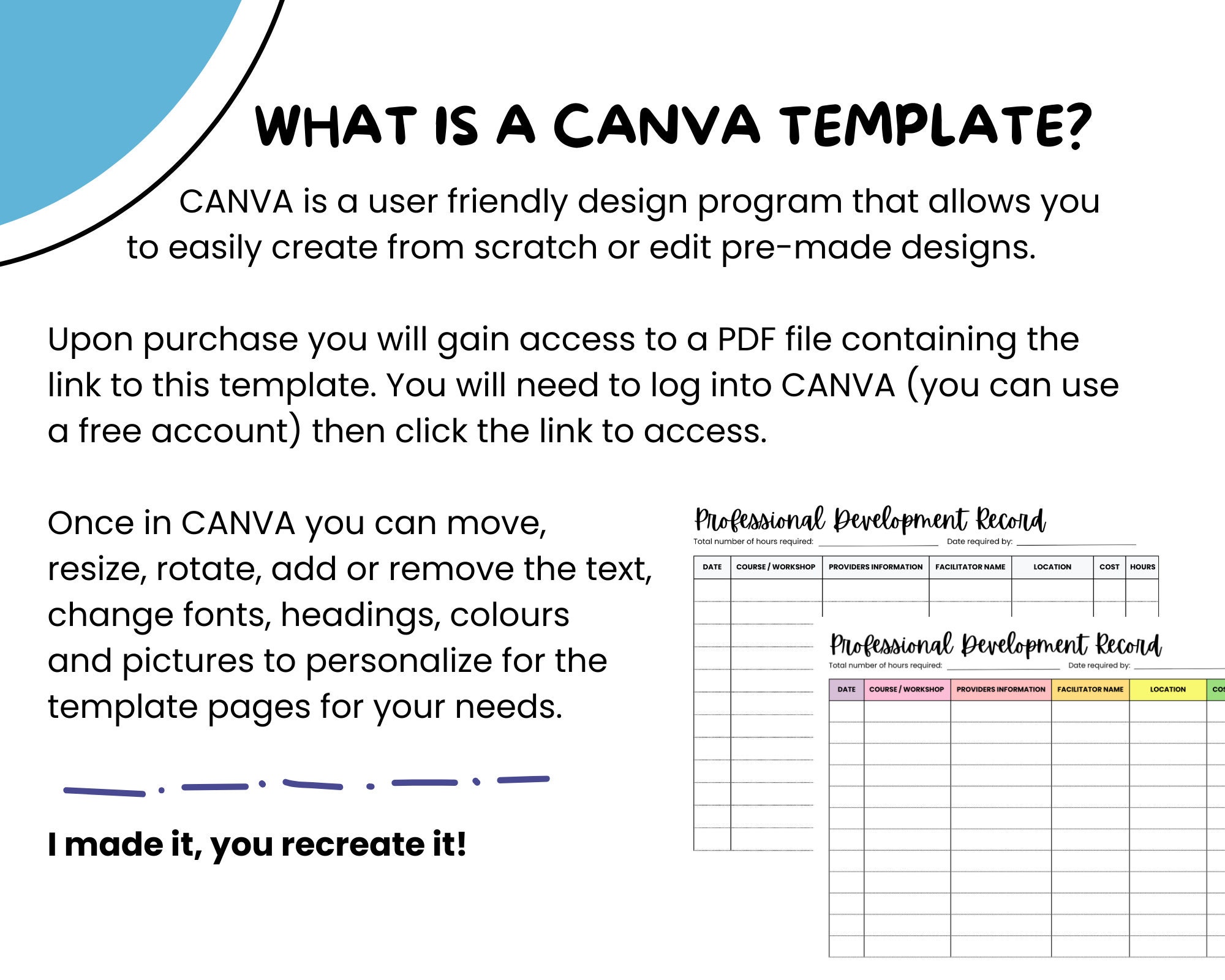 ECE Professional Development Record CANVA Template (digital Download ...