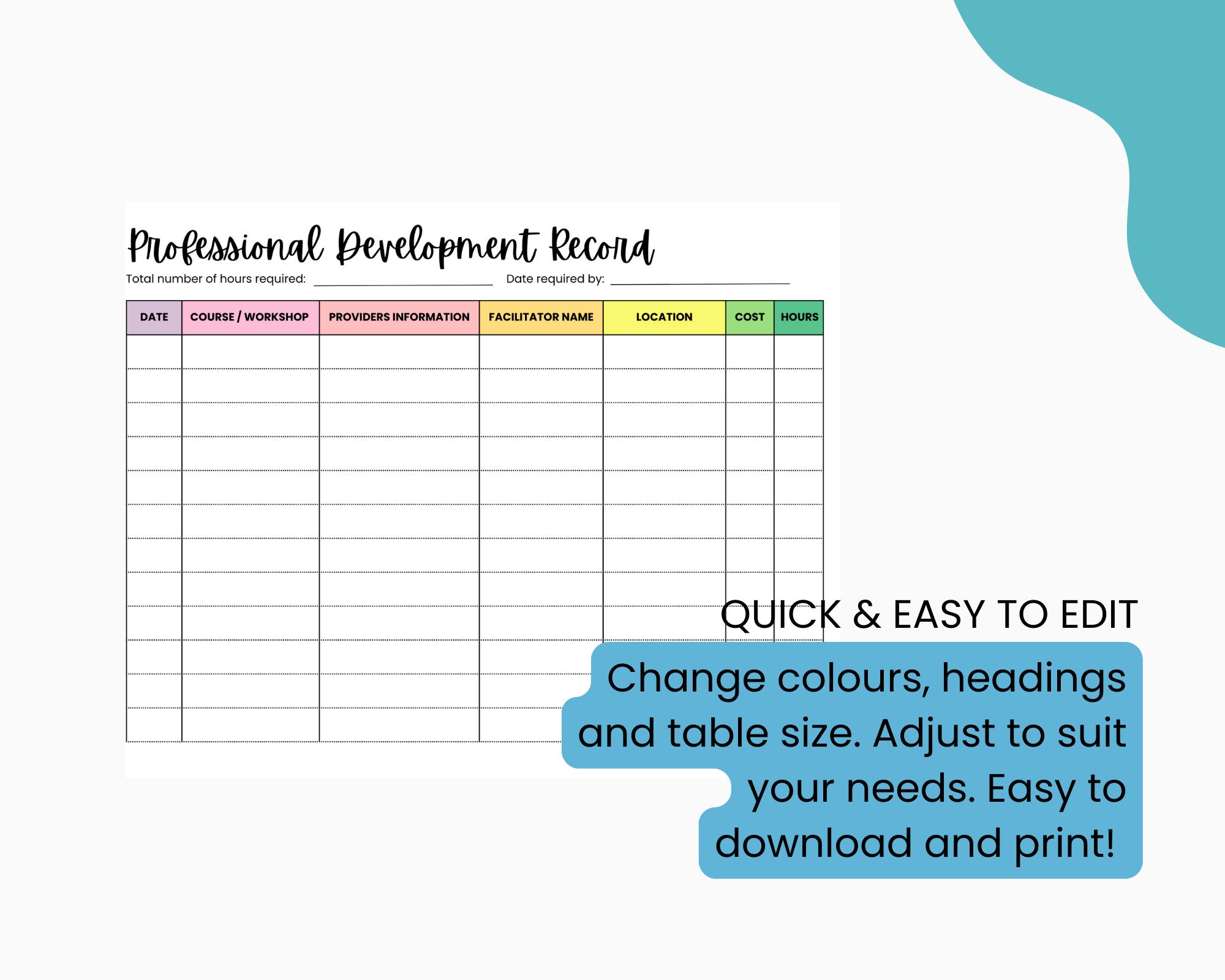 ECE Professional Development Record CANVA Template, Early Childhood ...