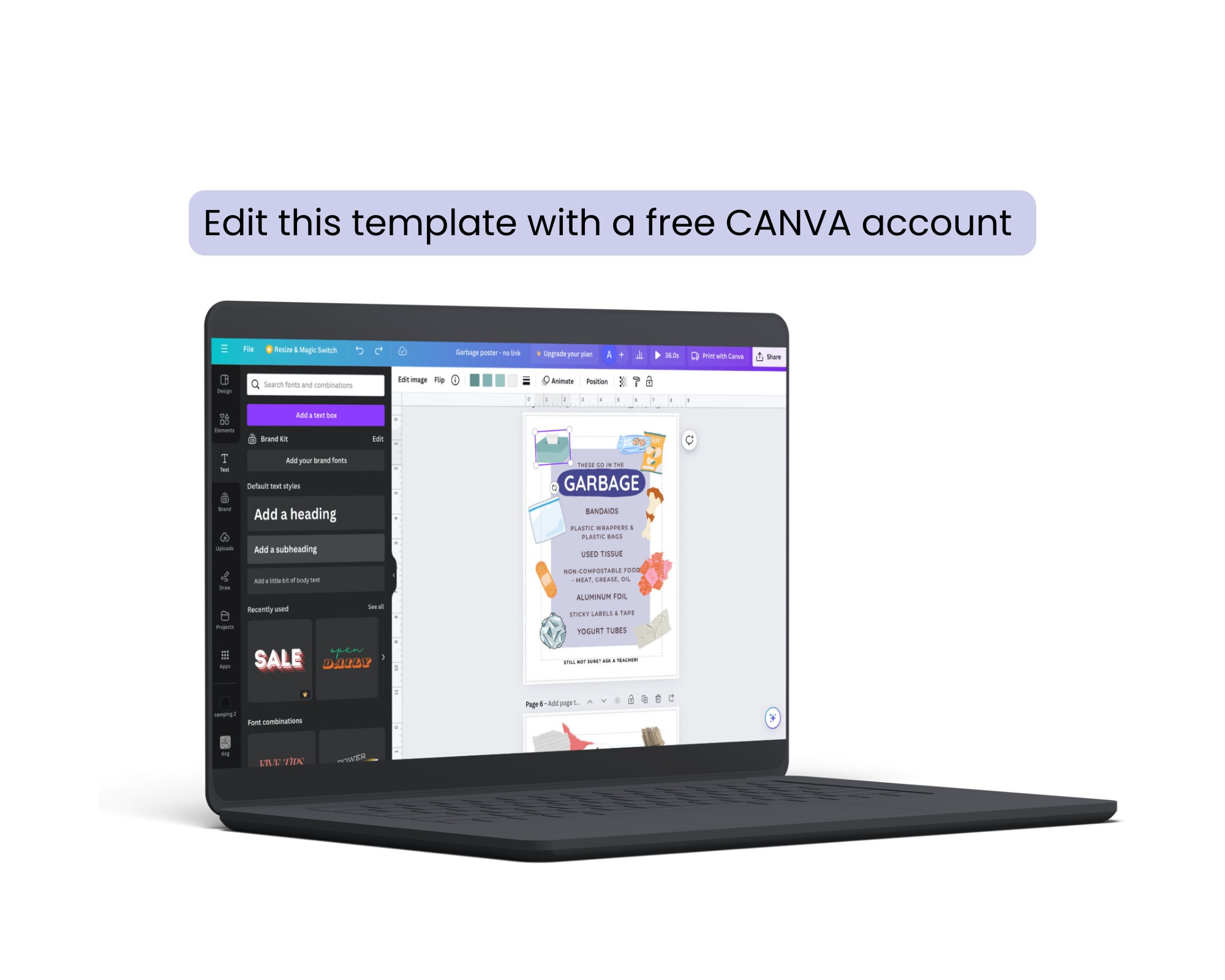 Classroom Garbage Bin Sorting Editable Canva Template, Compost ...