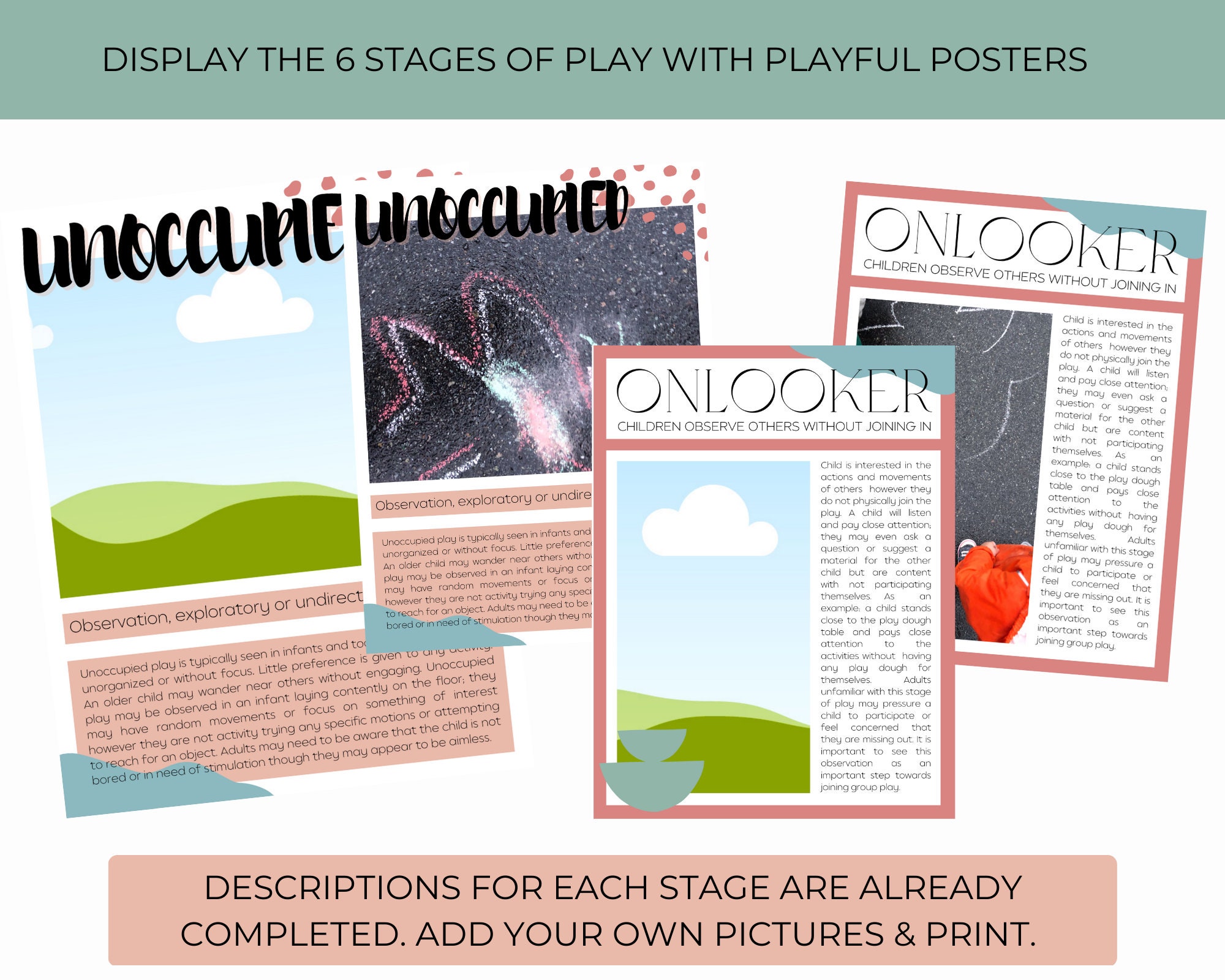 6 STAGES OF PLAY Poster Template for Canva | Pre-written Add Your Own ...