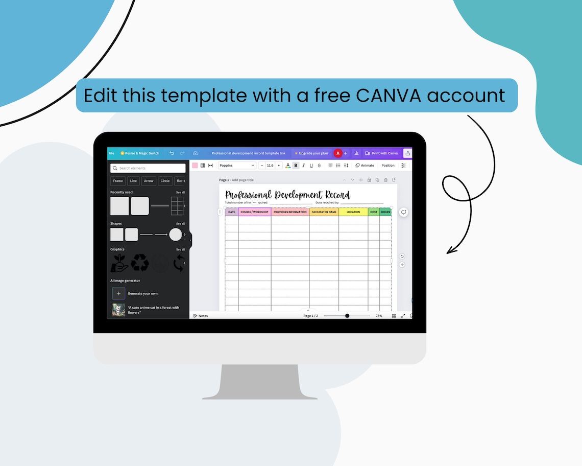 ECE Professional Development Record CANVA Template (digital Download ...