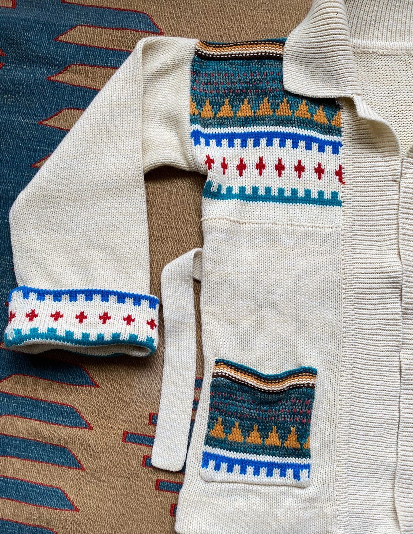 90's Vintage Beige Big Lebowski Wrap Around Sweater South Western ...