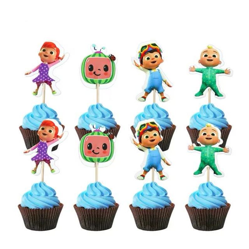 Coco Melon Theme Inspired Birthday Party, Cupcake Topper, Watermelon ...