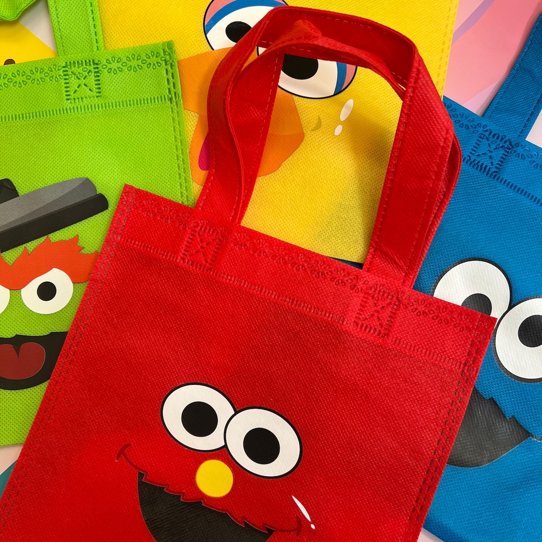Sesame Street Inspired Party Gift Bags, Elmo Birthday Party Decorations ...