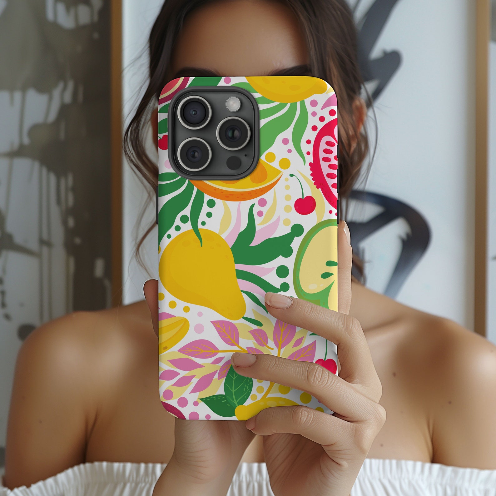 Cute Summer Fruit Phone Cover, Cherry Tough Phone Case, iPhone 16 Pro ...