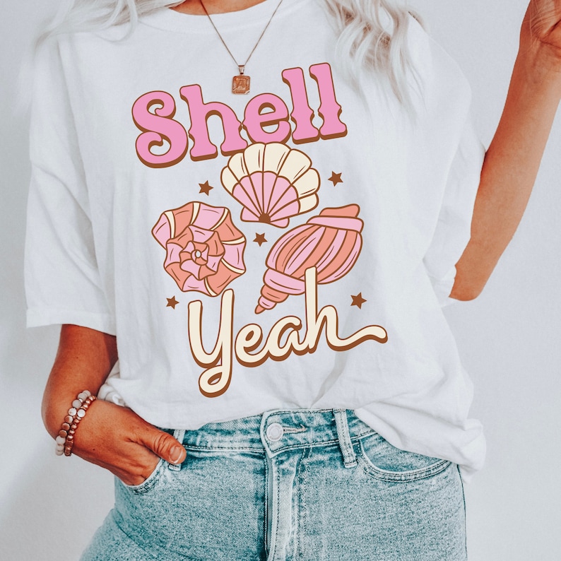Comfort Colors Retro Shell Yeah T-shirt: Beach Vacation Tee - Etsy