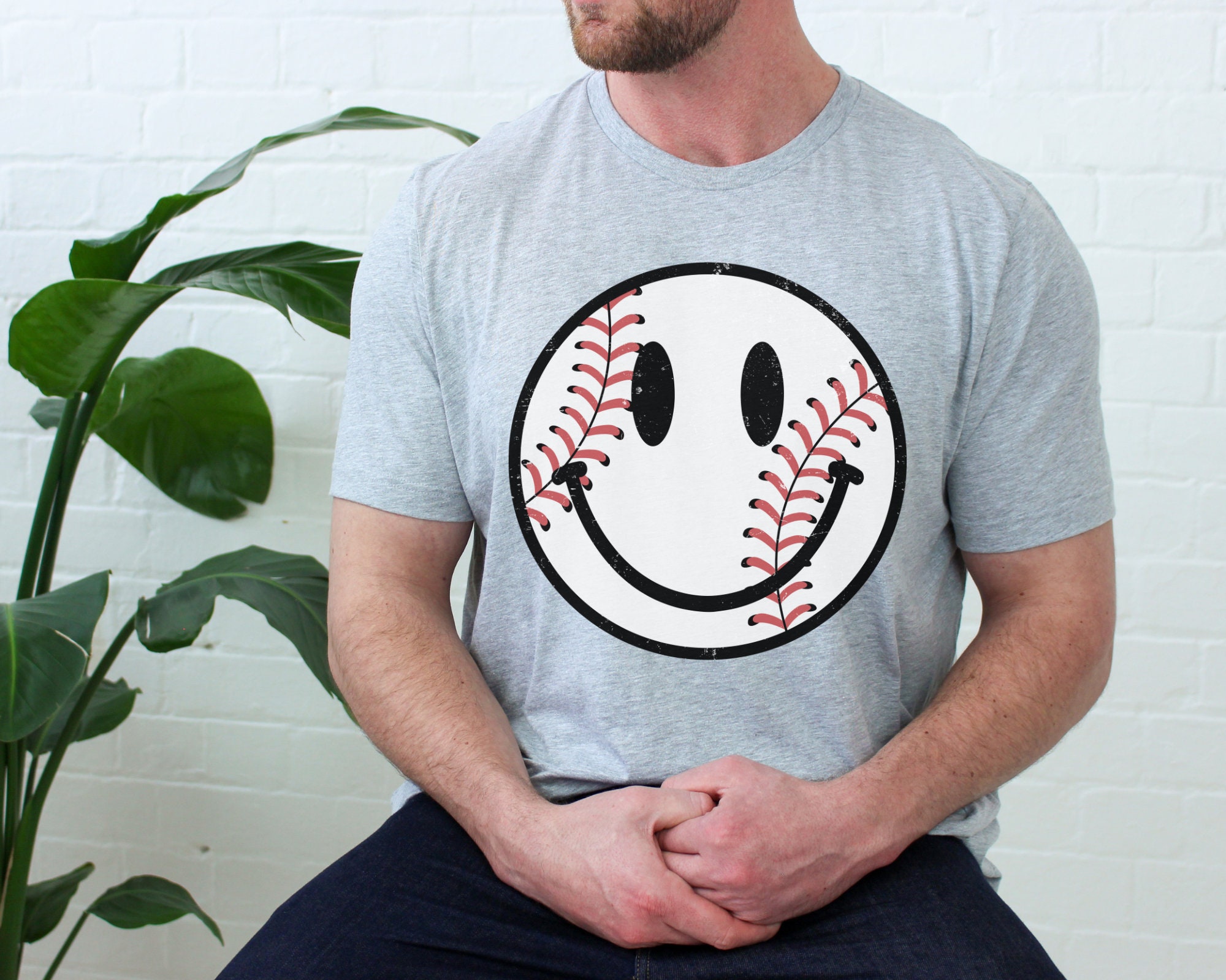 Baseball Smiley Face T-shirt: Retro Graphic Tee - Etsy