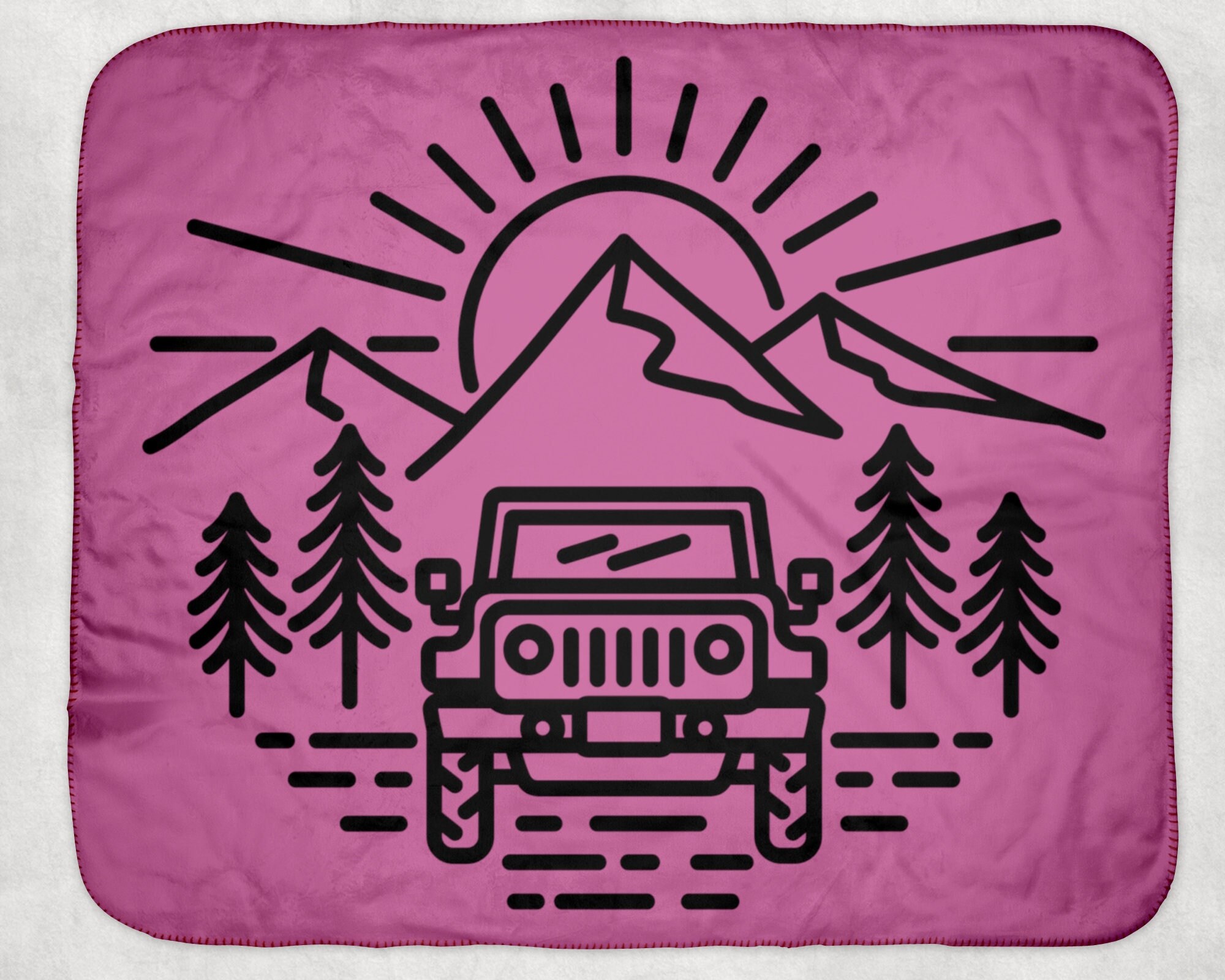 Offroading Pink Sherpa Blanket, 4x4 Fleece Blanket, Offroading ...