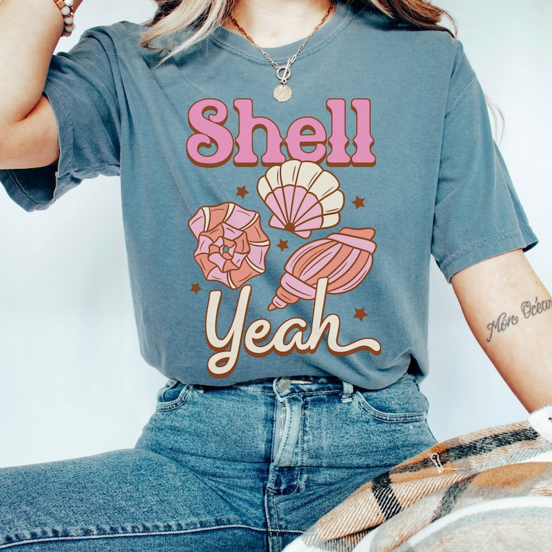 Comfort Colors Retro Shell Yeah T-shirt: Beach Vacation Tee - Etsy