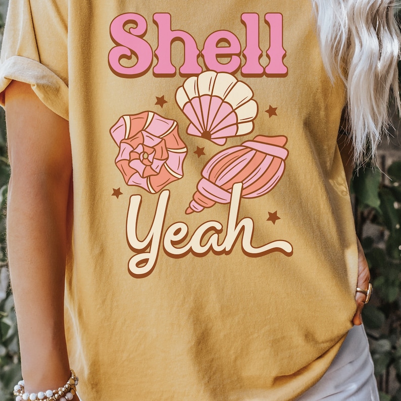 Comfort Colors Retro Shell Yeah T-shirt: Beach Vacation Tee - Etsy