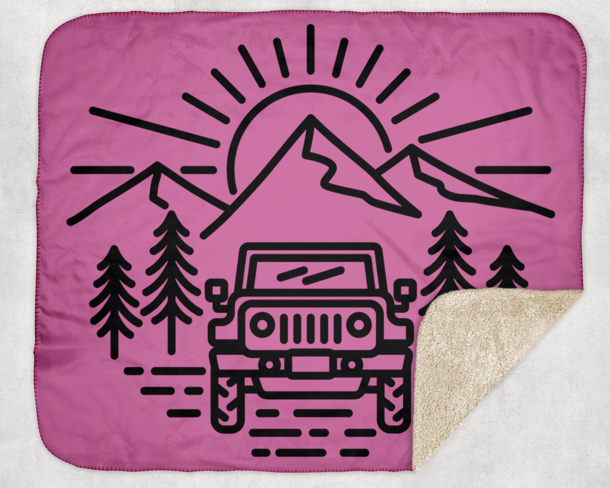 Offroading Pink Sherpa Blanket, 4x4 Fleece Blanket, Offroading ...