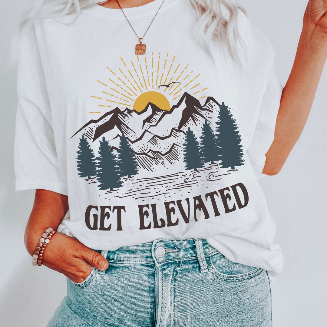 Comfort Colors Get Elevated T-shirt, Oversized Graphic Tee, Mountains ...