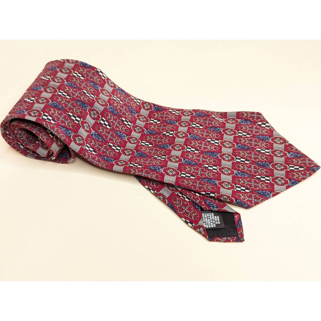 Vintage Metropolitan Museum of Art Mens Tie Red Blue Filagree 100% Silk ...