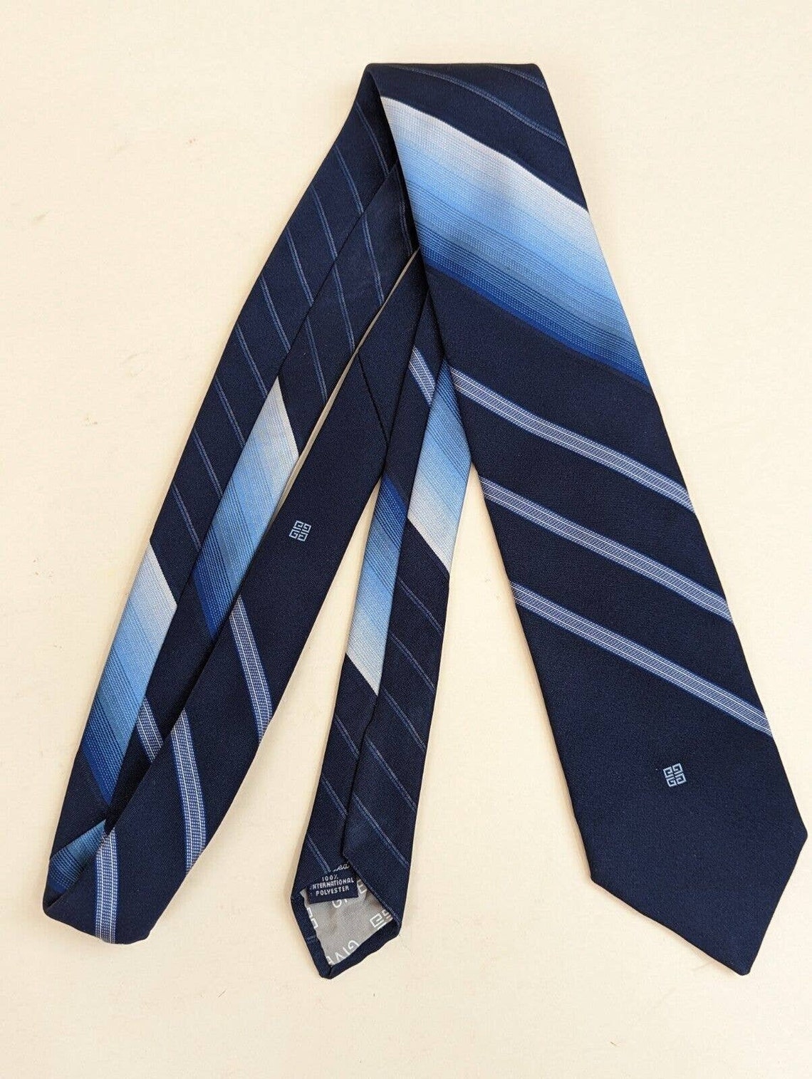 Vintage 70s Givenchy Gentlemen Paris Carter Holmes Blue Stripe Necktie ...
