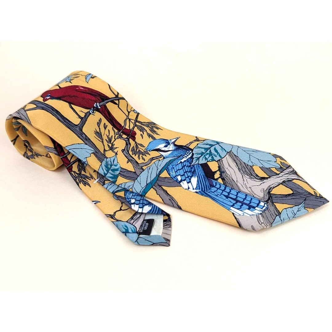 Vintage Mens World Wildlife Fund Tie Necktie Yellow Blue Orioles 100% ...