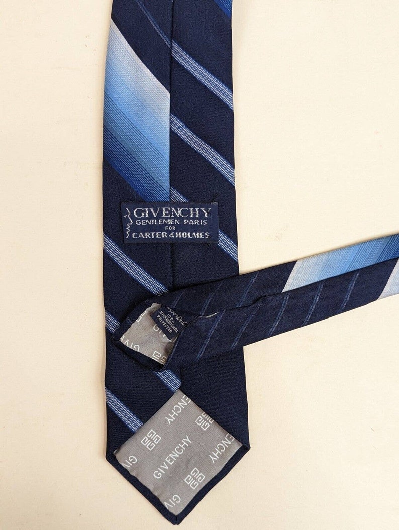 Vintage 70s Givenchy Gentlemen Paris Carter Holmes Blue Stripe Necktie ...