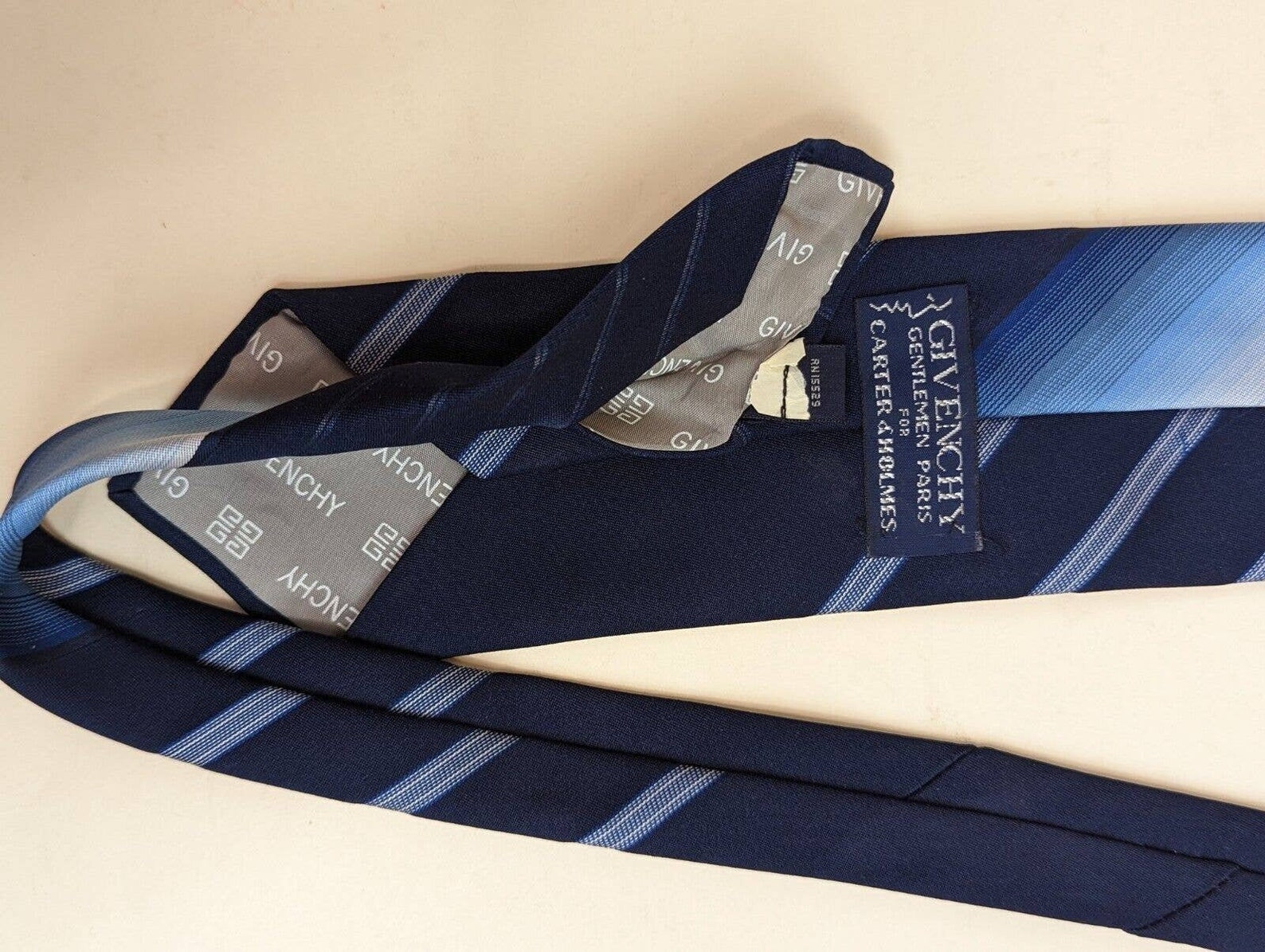 Vintage 70s Givenchy Gentlemen Paris Carter Holmes Blue Stripe Necktie ...
