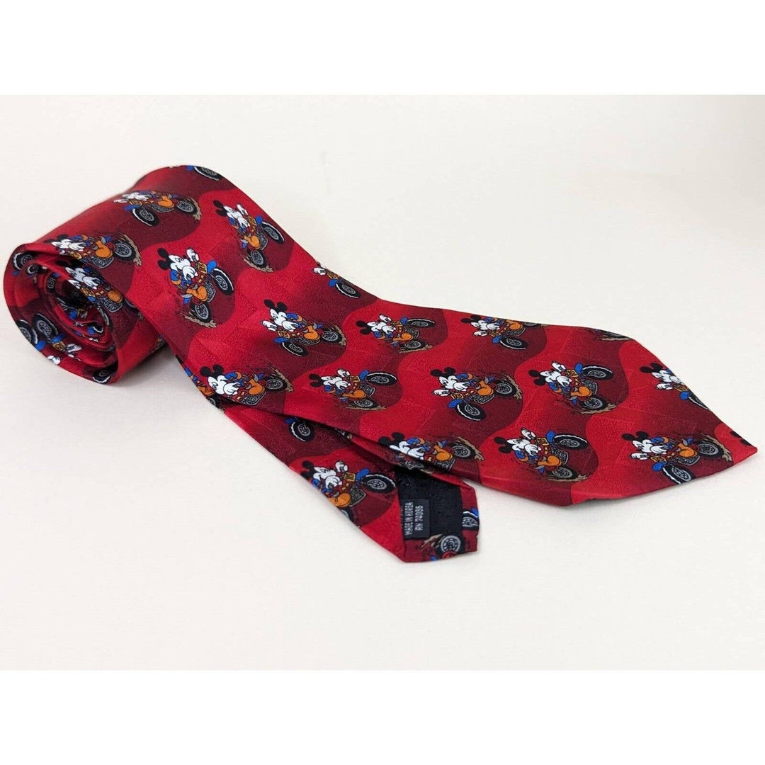 Vintage Mens Disney Tie Necktie Red Blue Novelty Silk Wide Mickey Mouse ...