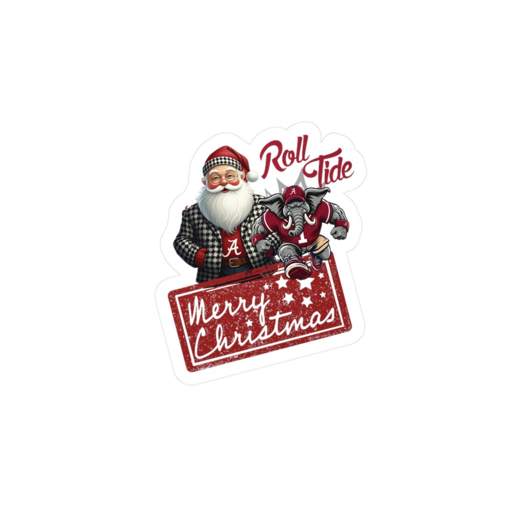 Alabama Crimson Tide Santa Claus in Houndstooth, Kiss-cut Vinyl Decals ...